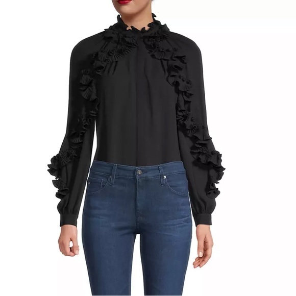 UNGARO | Tops | Ungaro Ruffled Buttonfront Blouse | Poshmark
